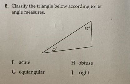 Solved Classify The Triangle Below According To Its Angle Chegg