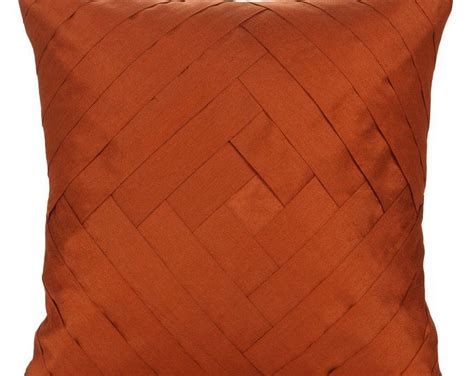 Rust Color Pillow Cover With Pleated Design