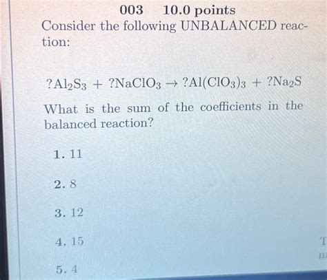 Solved 003 10 0 ﻿pointsconsider The Following Unbalanced