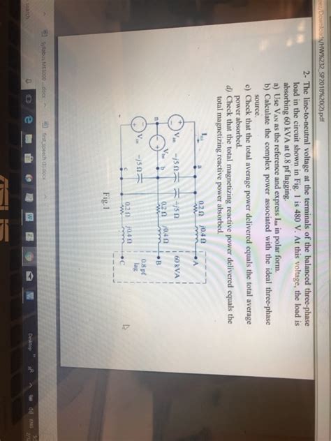 Solved The Line To Neutral Voltage At The Terminals Of The Chegg