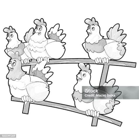 아이들을 위한 행복한 농장 닭 암탉 삽화가 있는 만화 장면을 스케치한다 0명에 대한 스톡 벡터 아트 및 기타 이미지 0명