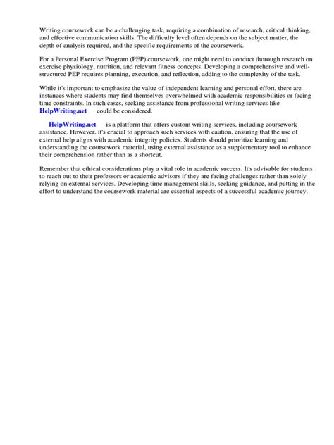 Example Of Pep Coursework Pdf Physical Fitness Physical Education