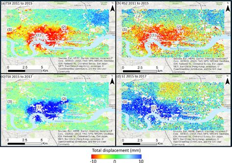 The Spatial Extent Of The Insar Datasets Features Of Note Are 1