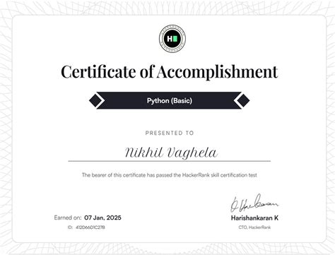 Nikhil Vaghela On Linkedin Certification Python Hackerrank