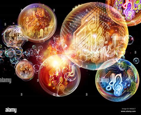Bubble Symphony Series Background Design Of Musical Notes Fractal