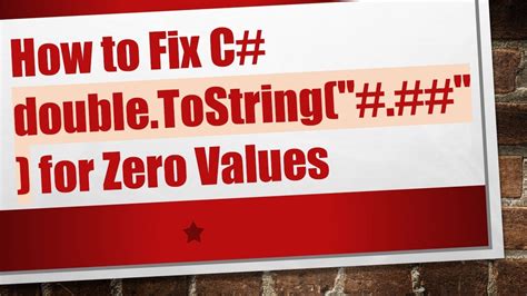 How To Fix C Doubletostring For Zero Values Youtube