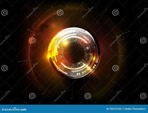 Futuristic Technology Globe Glass Sphere In Hologram Globalization Concept World Map Hexagon