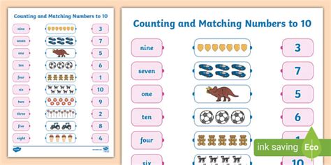 Counting And Matching Numbers To 10