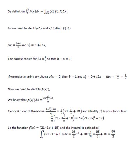 Calculus Convert Riemann Sum To Definite Integral Lim {n To Infty} Sum {i 1} {n} Frac{21