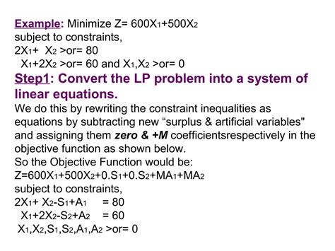 artificial variable technique big m method 1 ppt technology