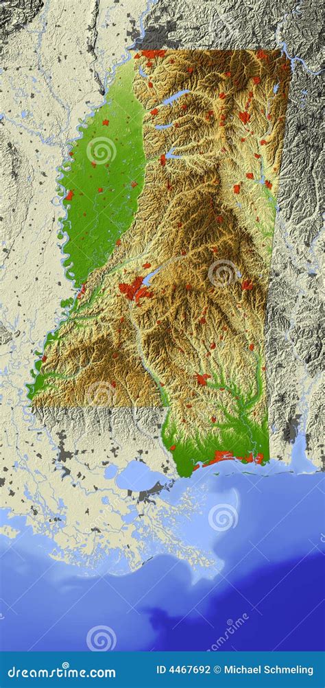 Mississippi Relief Map Stock Illustration Illustration Of Relief