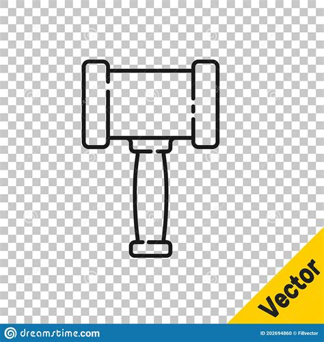 Black Line Judge Gavel Icon Isolated on Transparent Background. Gavel for Adjudication of ...
