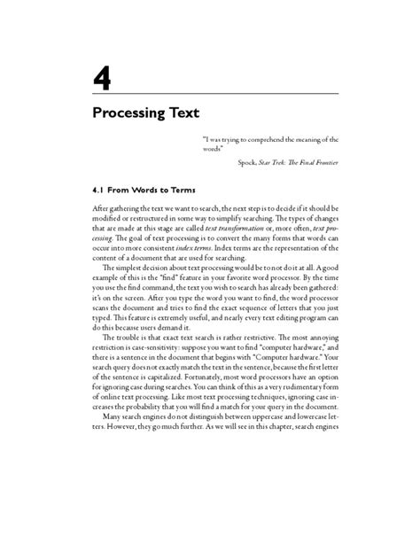 Processing Text 4 1 From Words To Terms Pdf Search Engine Indexing Parsing