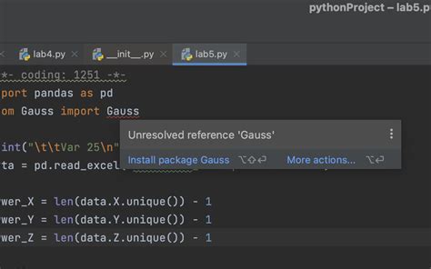 Python X PyCharm Gauss Unresolved Reference Stack Overflow