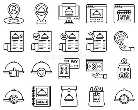 Food Delivery Essentials Line Vector Icons Set 2 Stock Vector Illustration Of Location Timing