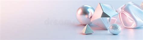 A Captivating Composition Of Floating Abstract Metallic Shapes Including Cubes Pyramids And