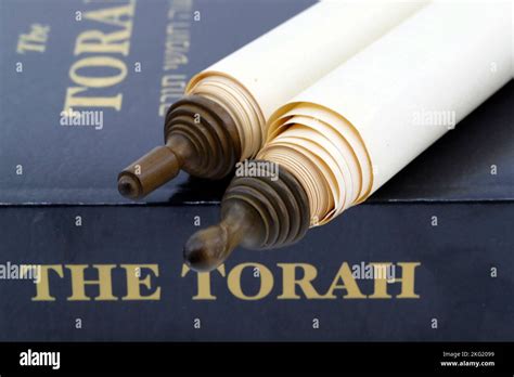 Small Torah Scrolls And English Torah Book With The The Five Books Of Moses Symbol Of Jewish