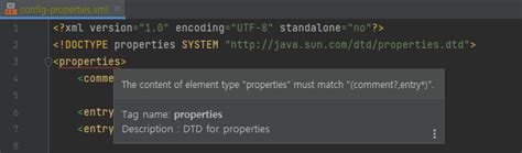 에러 The Content Of Element Type Properties Must Match Comment