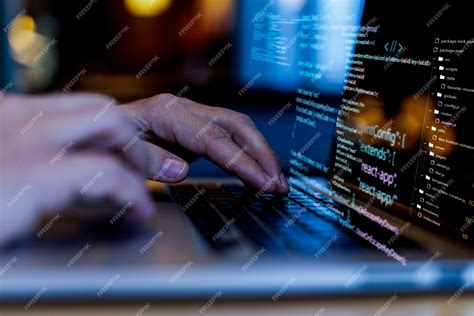 Premium Photo Programming Background With Person Working With Codes