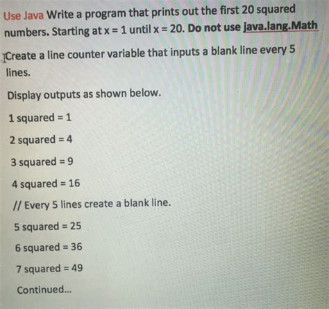 Solved Use Java Write A Program That Prints Out The First 20