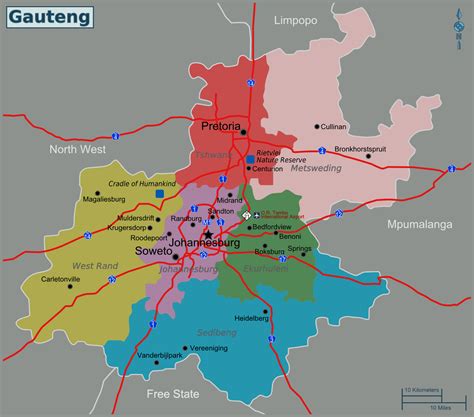 South Africa Gauteng Map •