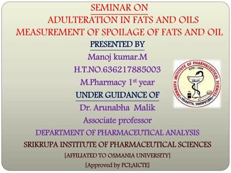 Detection Of Adulterants By Avneesh Ppt