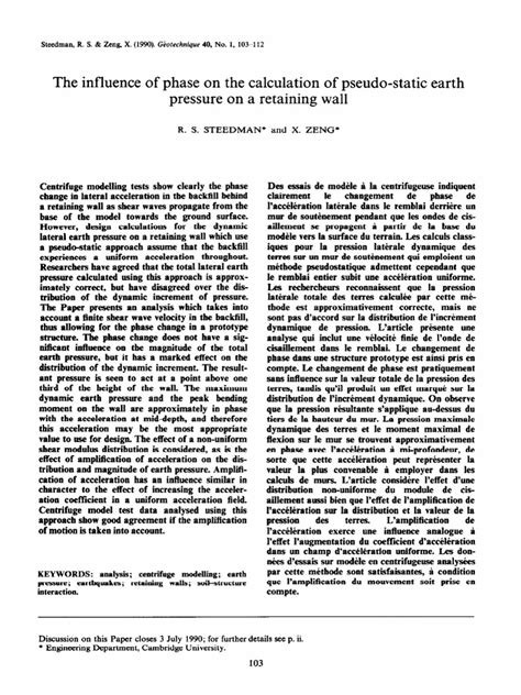 The Influence Of Phase On The Calculation Of Pseudo Static Earth