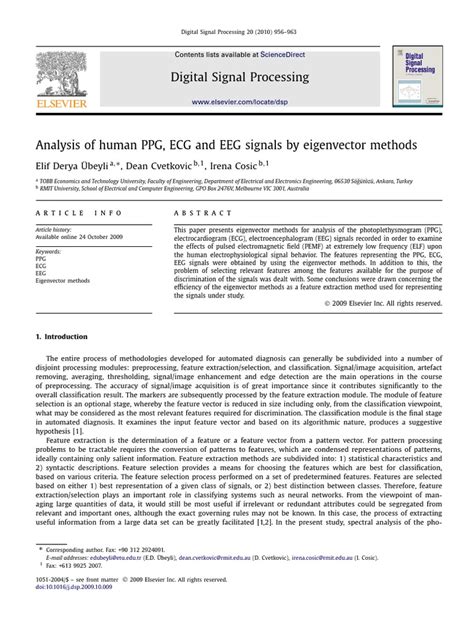 Analysis Of Human Ppg Ecg And Eeg Signals By Eigenvector Methods Pdf