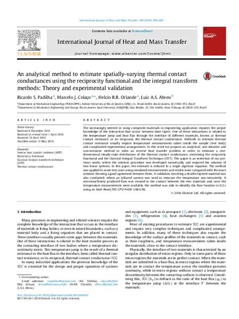 Pdf An Analytical Method To Estimate Spatially Varying Thermal