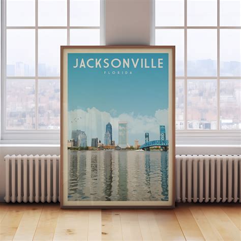 Jacksonville Florida Skyline Poster Print Jacksonville Florida Wall