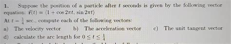 Solved Suppose The Position Of A Particle After T Seconds Chegg