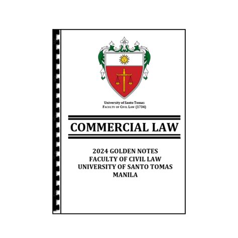 Commercial Law 2024 Ust Golden Notes Bar Exam Reviewer Ringbind Clear Copy Ph Shopee