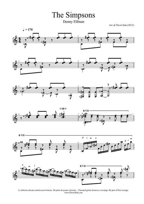 The Simpsons Classical Guitar Arr Sheet Denny Elfman Arr Flavio