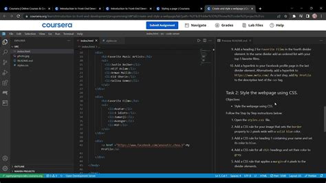 Meta Frontend Development Week 2 Assignment Create And Style A Webpage Introduction To Html And