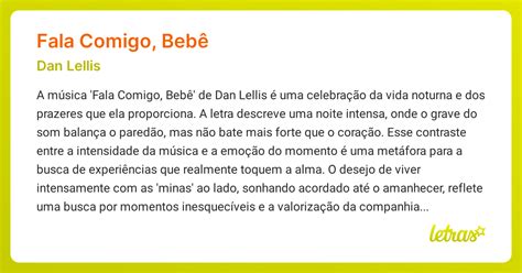 Significado Da Música Fala Comigo BebÊ Dan Lellis Letras Mus Br