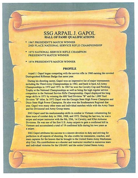 Ssg Arpail J Gapol Usamu Hall Of Fame