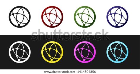 Set Global Technology Social Network Icon Stock Vector Royalty Free