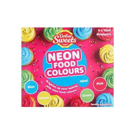 Buy Dollar Sweets Neon Food Colours 4 Pack 40ml Coles