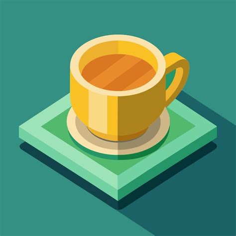 A Cup Of Tea Sits On A Square Shaped Coaster Premium Ai Generated Vector