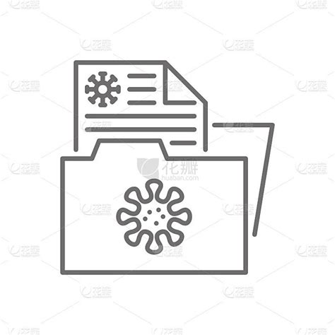 病毒信息相关矢量细线图标。