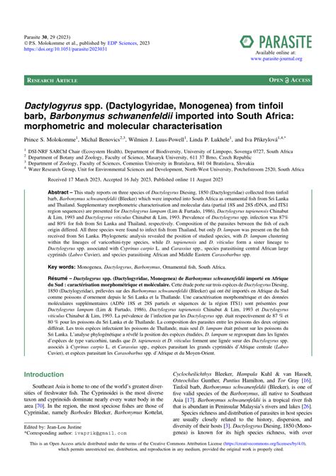 Pdf Dactylogyrus Spp Dactylogyridae Monogenea From Tinfoil Barb Barbonymus Schwanenfeldii