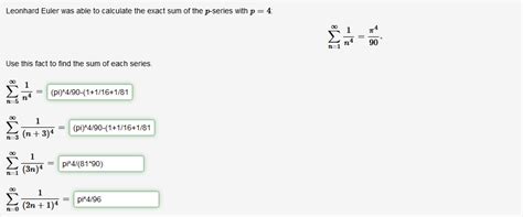 solved leonhard euler was able to calculate the exact sum of
