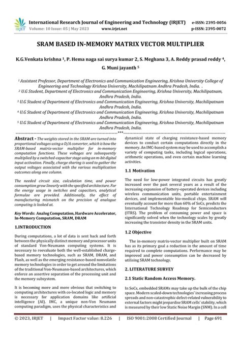 Sram Based In Memory Matrix Vector Multiplier Pdf