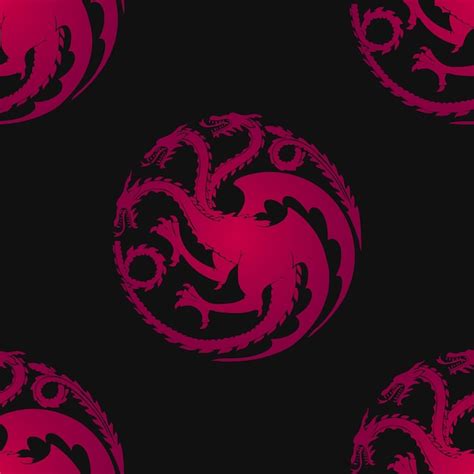 premium vector seamless pattern of red three headed dragon endless