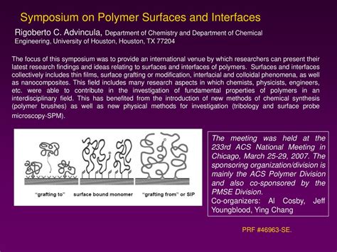 Symposium On Polymer Surfaces And Interfaces Ppt Download