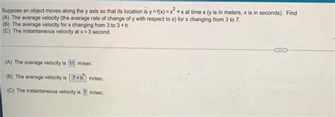Solved Suppose An Object Moves Along The Y Axis So That Its