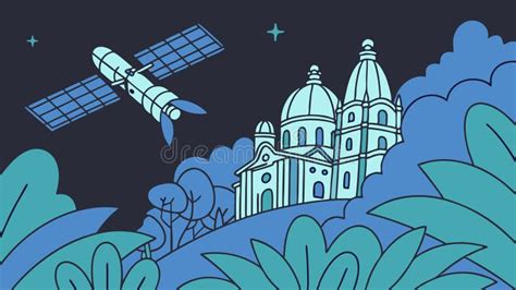 Satellite Over Cityscape Urban Space Connectivity Vector Vector Design Generative Ai Stock