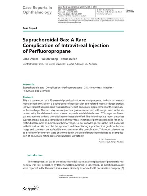 Pdf Suprachoroidal Gas A Rare Complication Of Intravitreal Injection