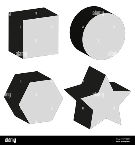 three dimensional shapes geometric 3d objects abstract cube and star