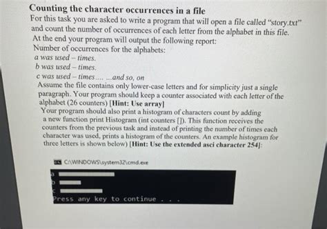 Solved Counting The Character Occurrences In A File For This